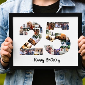25th Birthday Photo Collage, 25th Anniversary Photo Collage, Twenty ...