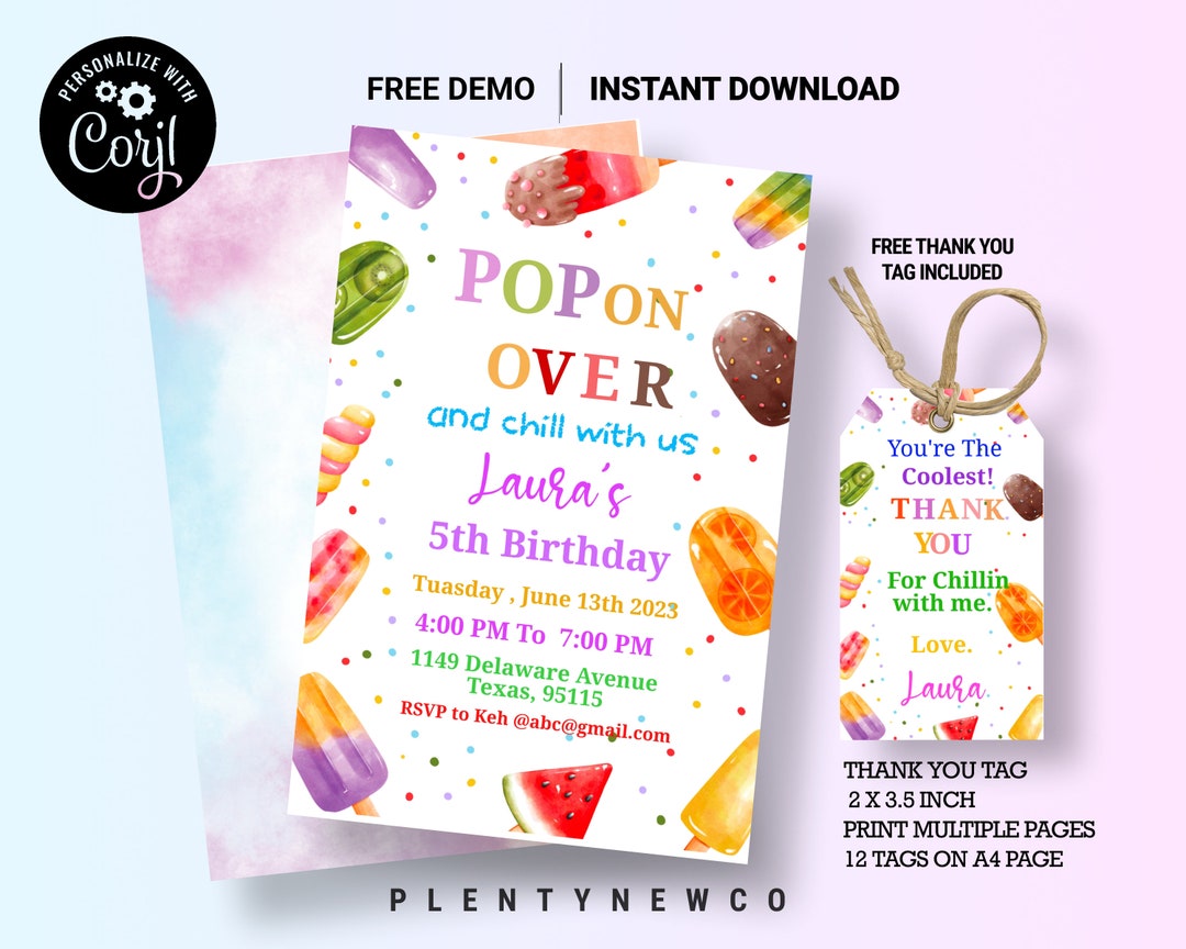 Popsicle Birthday Invitation, Popsicles Birthday Invitation, Summer Birthday Invitation ...