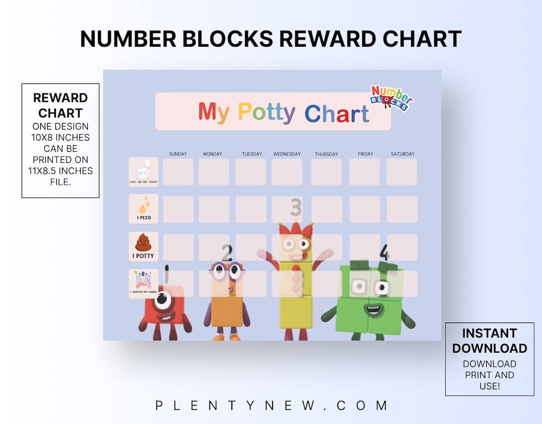 Numberblocks Potty Training Chart, Numberblocks Toddler Bathroom ...