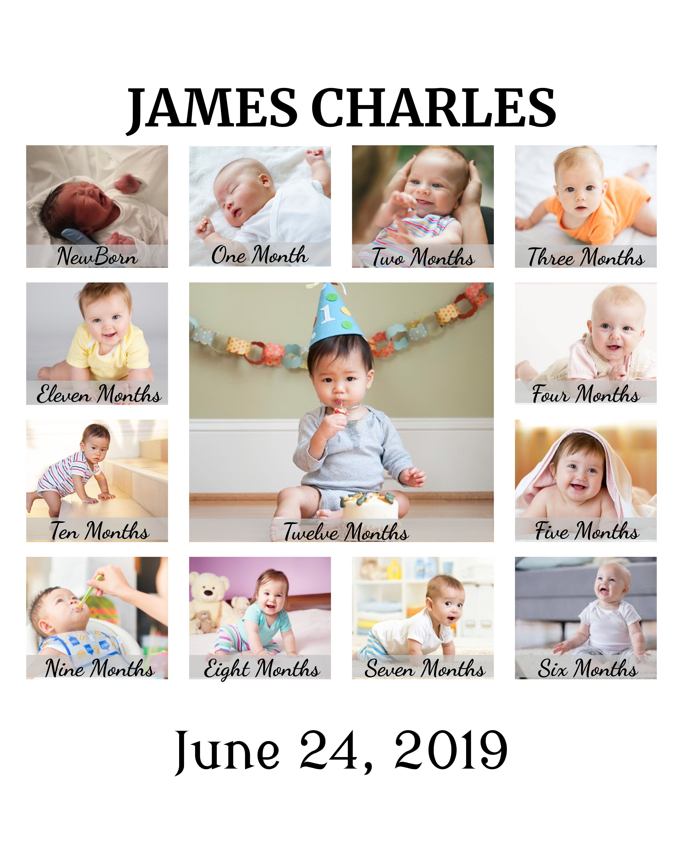 12 Month Collage 1st Birthday Collage First Birthday - Etsy