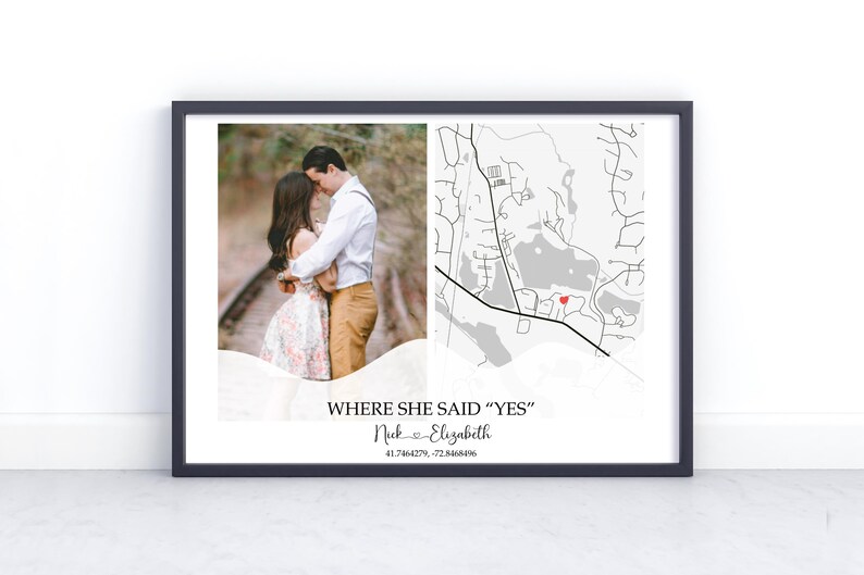Where We Met Map Gift Wedding Gift Engagement Gift for Couple ...