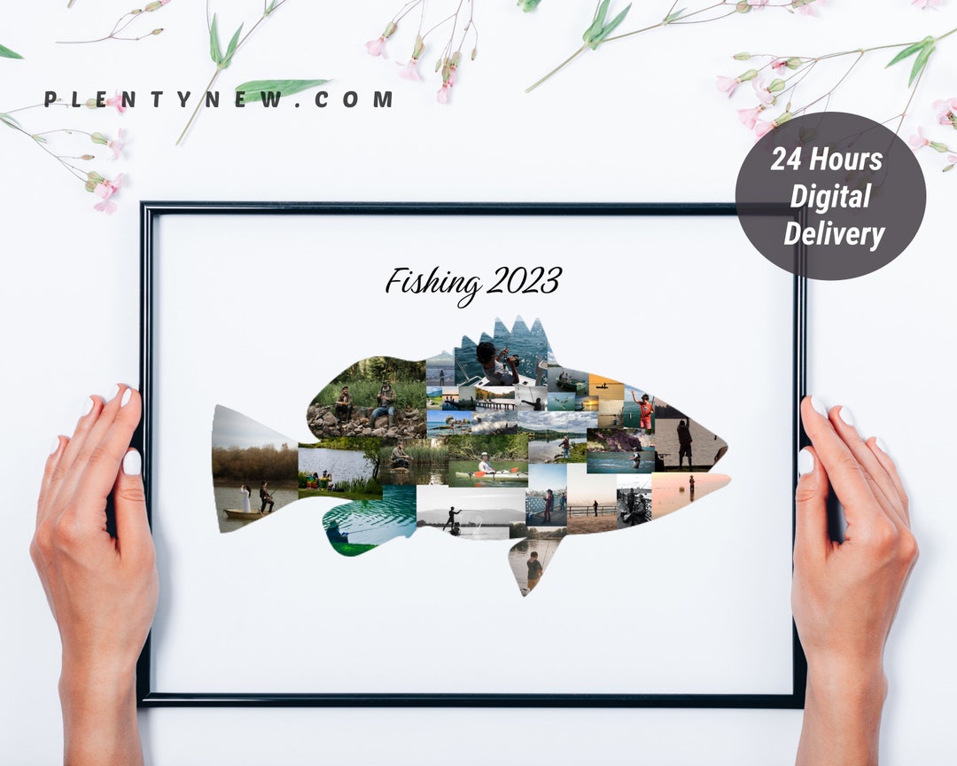 Bass Fish Custom Photo Collage Gift, Personalised Fishing Git for ...