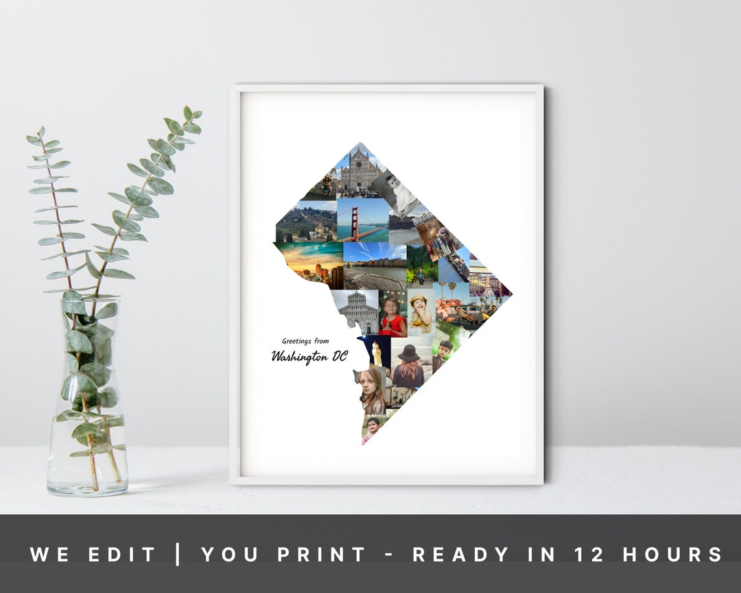 Washington DC Map Photo Collage Personalized District of Columbia ...