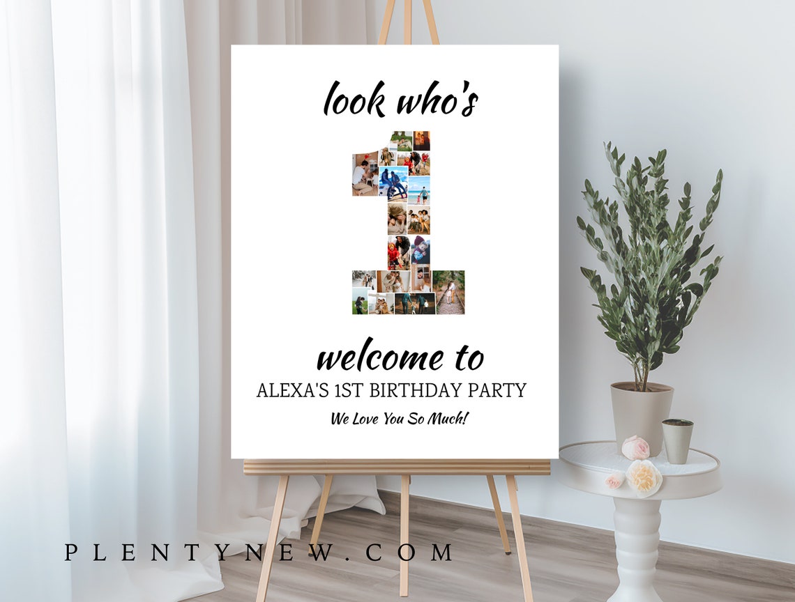 Look Who's 1, 1st Birthday Photo Collage, Customizable Collage Board ...
