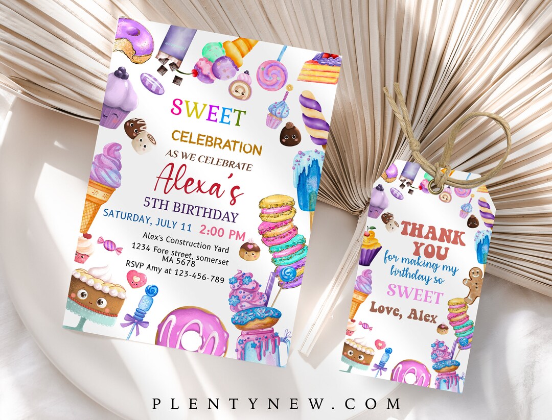 Sweets Candy Invitation, Sweet Candy Birthday Invitation, Candy ...