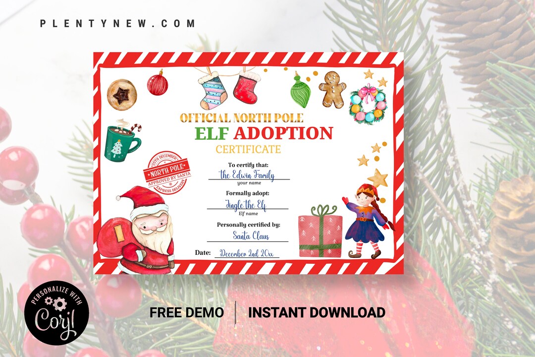 Editable Elf Adoption Certificate Adopt an Elf Letter Elf - Etsy