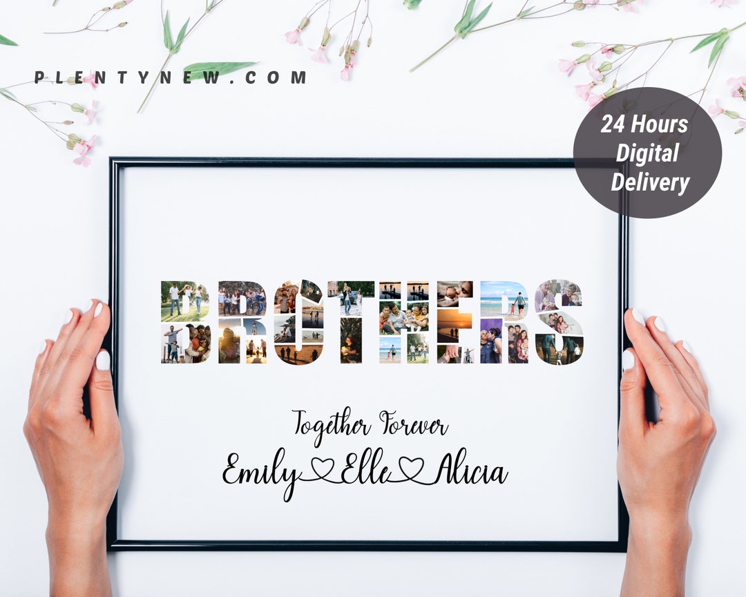 Personalized Brothers Photo Collage, Brothers Picture Collage, Brother ...
