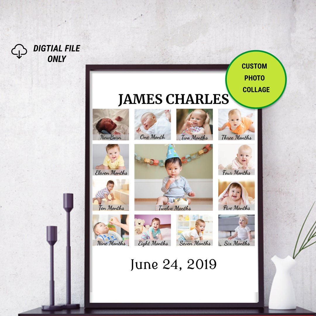 12 Month Collage 1st Birthday Collage First Birthday - Etsy