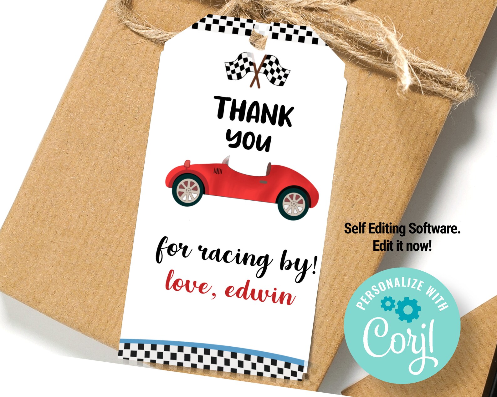 Editable Racing Favor Tags Race Car Birthday Thank You Label - Etsy