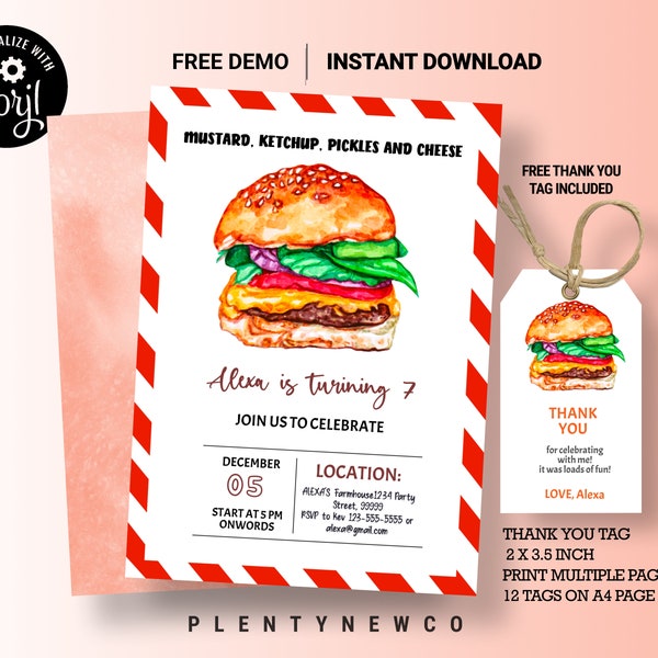 Burger Birthday Invitation - Etsy