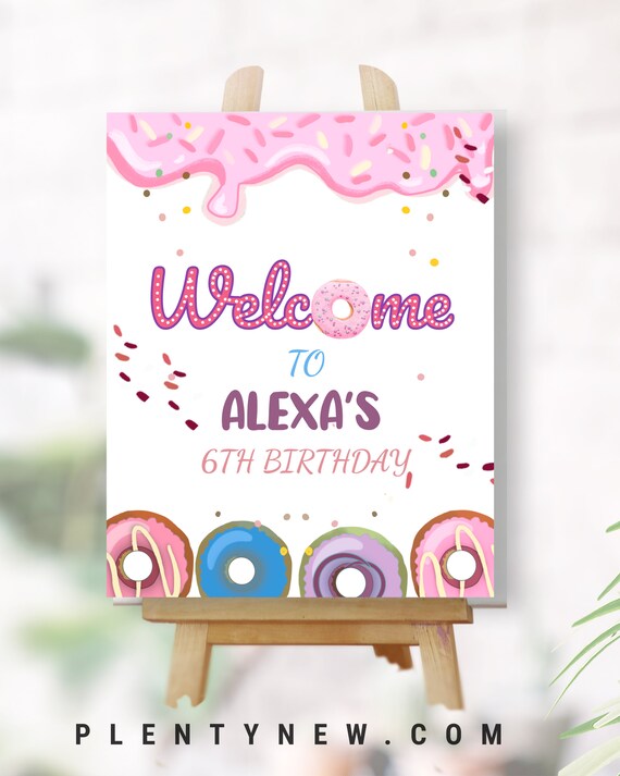 Editable Donut Welcome Sign Girl Donut Party Table Sign Donut | Etsy