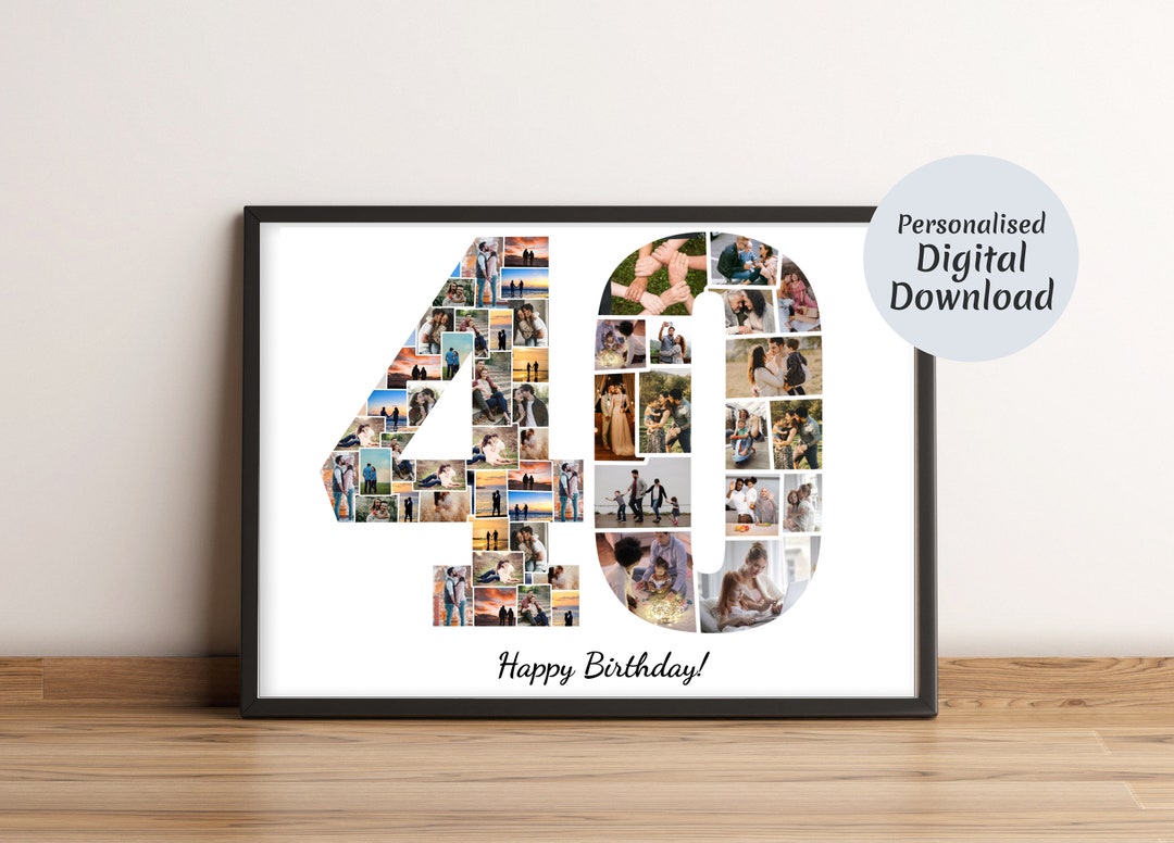 40th Birthday Photo Collage, Personalized 40th Birthday Photo Collage ...