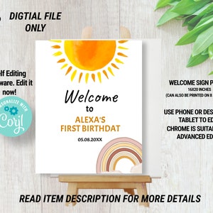 Editable Sunshine Welcome Sign First Trip Around the Sun - Etsy