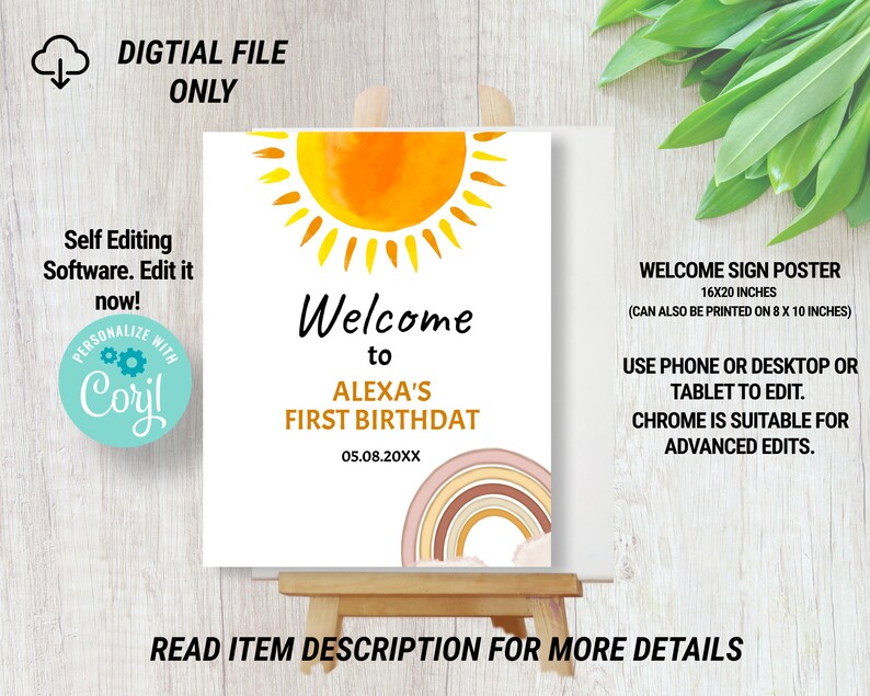 Editable Sunshine Welcome Sign First Trip Around the Sun - Etsy