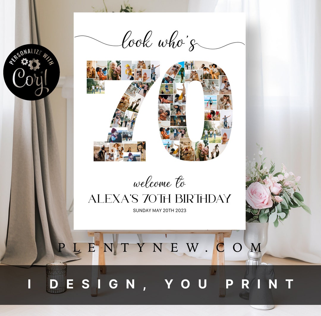 Look Who's 70, 70th Birthday Photo Collage TEMPLATE, Customizable Photo ...