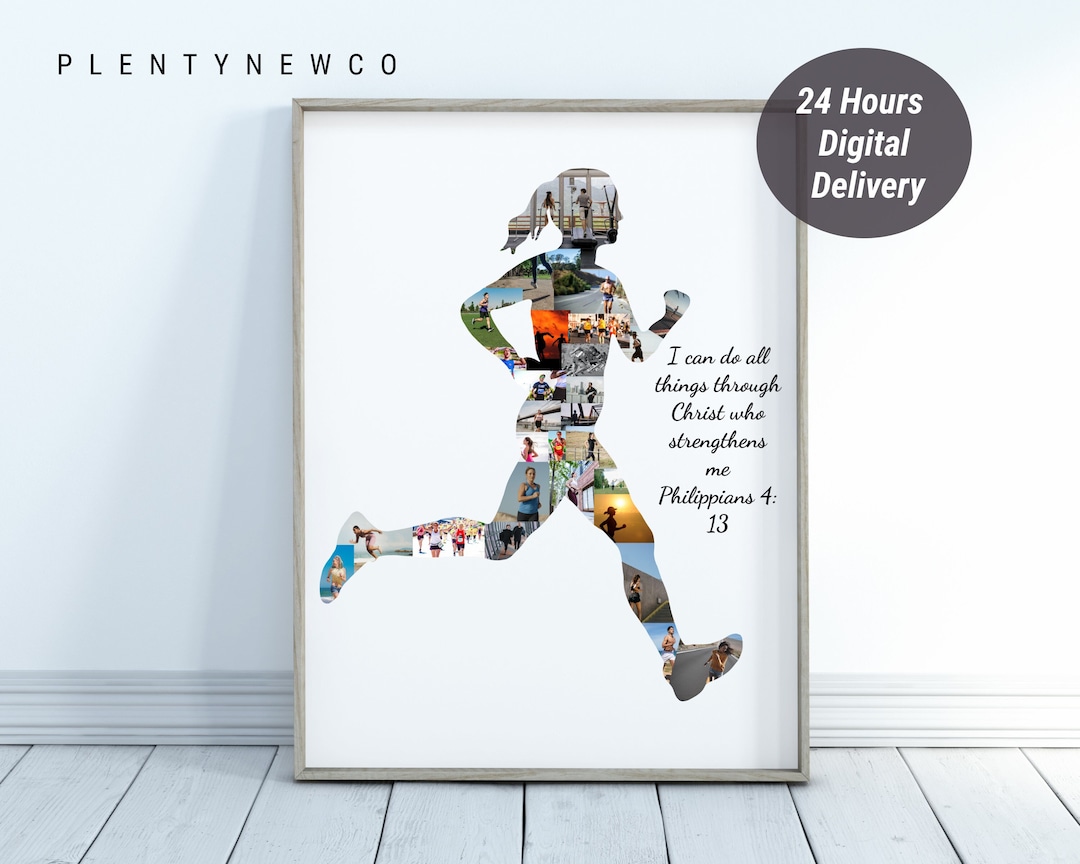 Personalized Running Woman Photo Collage Template Custom Gift for ...