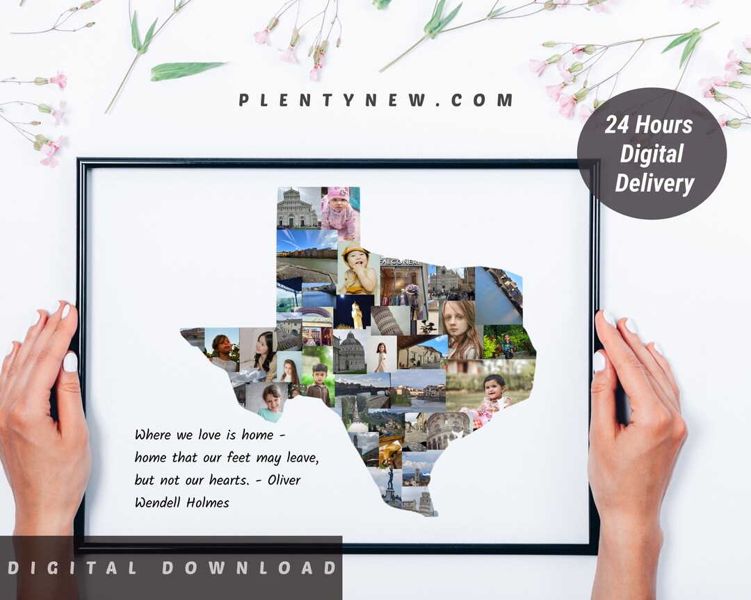 Texas State Photo Collage Texas Map Collage Texas State Shape for New ...