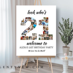 Look Who's 21, 21st Birthday Photo Collage Poster, Customizable Photo ...