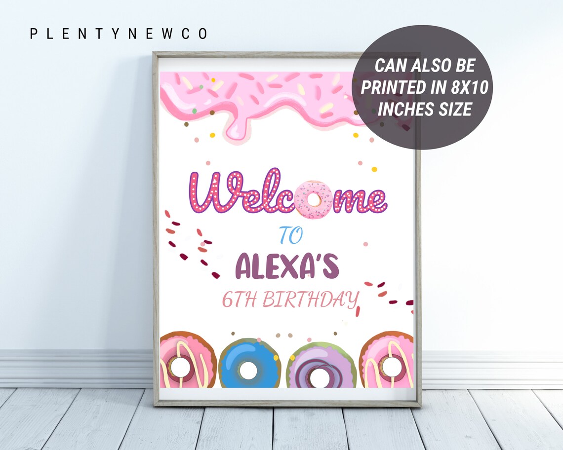 Editable Donut Welcome Sign Girl Donut Party Table Sign Donut | Etsy