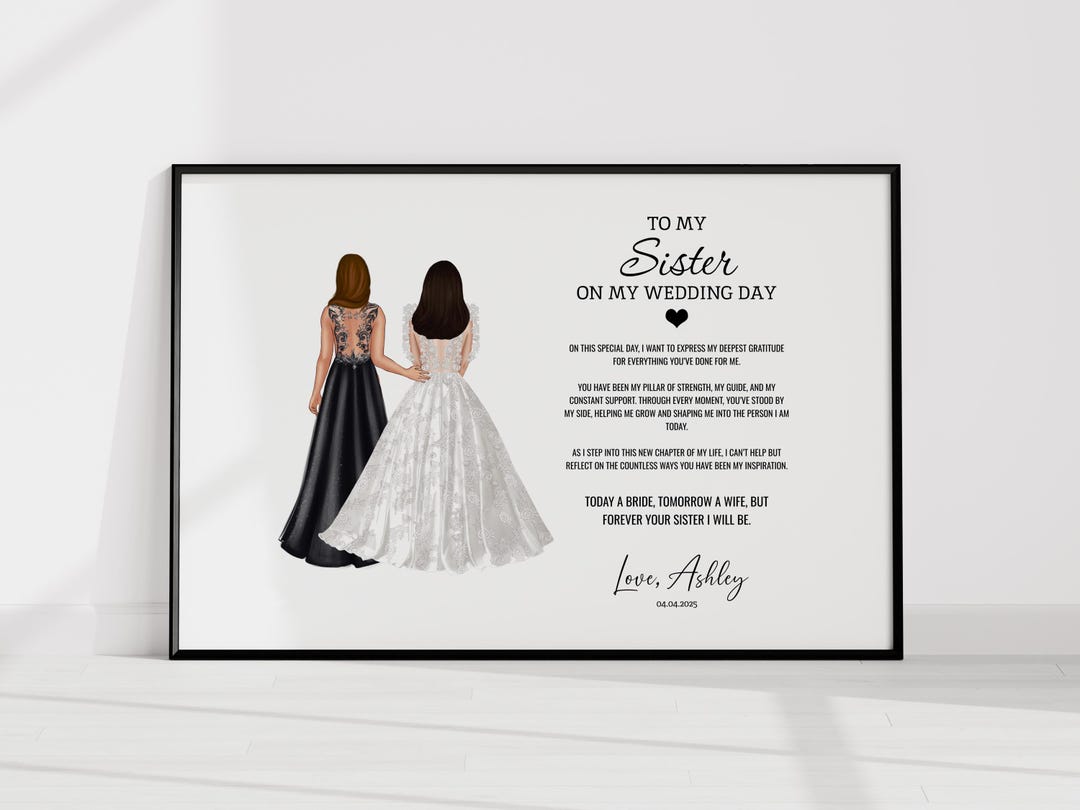 Sister of Bride Wedding Gift From Bride on Wedding Day, Custom Wedding ...