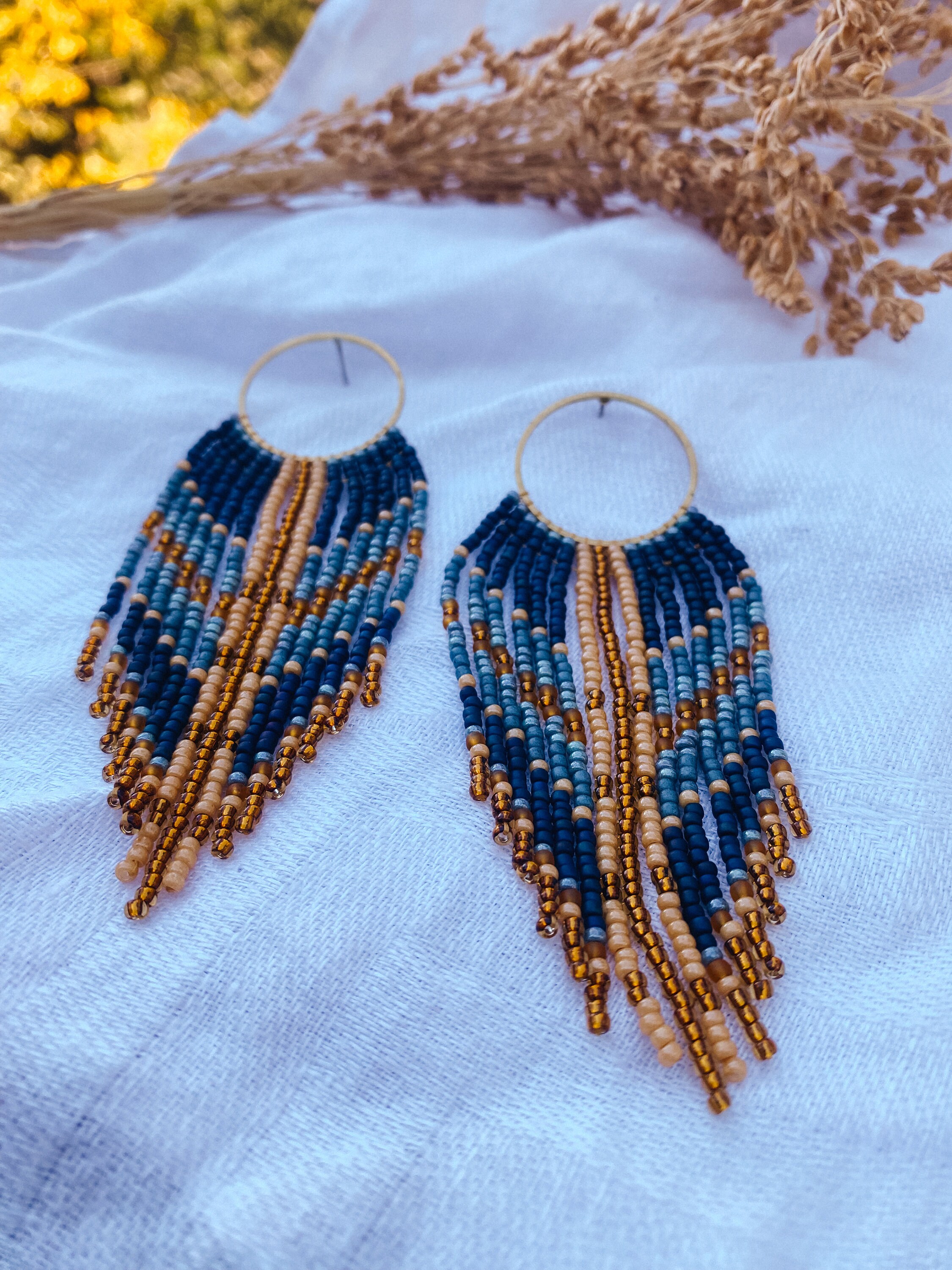 Denim Cowgirl Fringe Earrings Stud Base Gifts for Her, Seed Bead ...