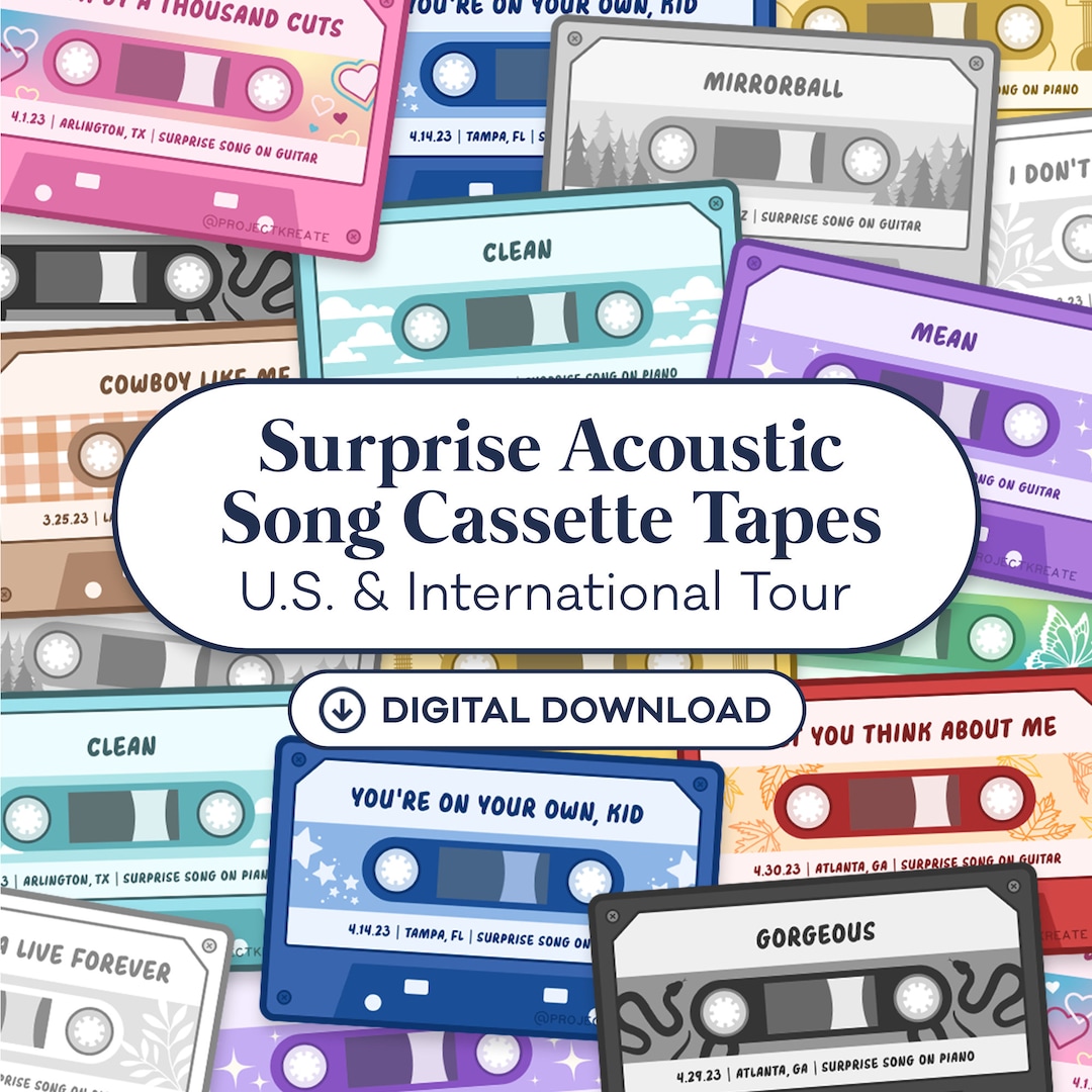Surprise Acoustic Song Cassette Tape Printable Stickers, U.S ...