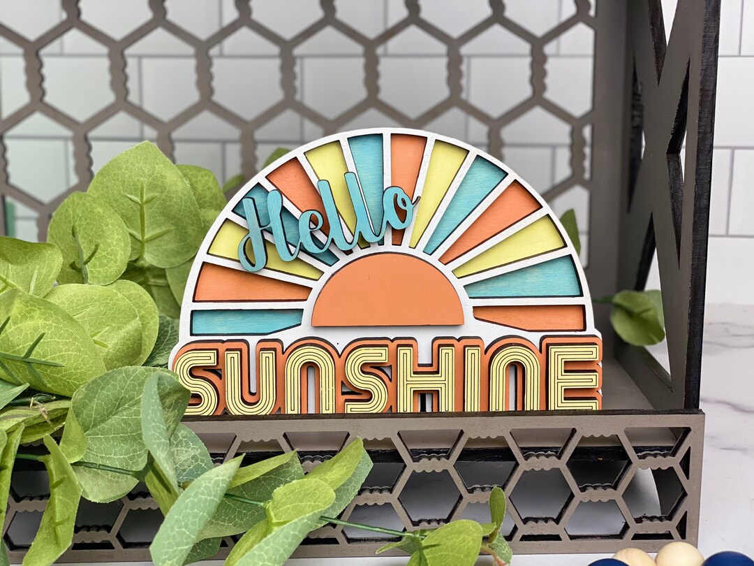Hello Sunshine Sign Wooden Sunshine Tiered Tray Decor Small Summer Sign ...
