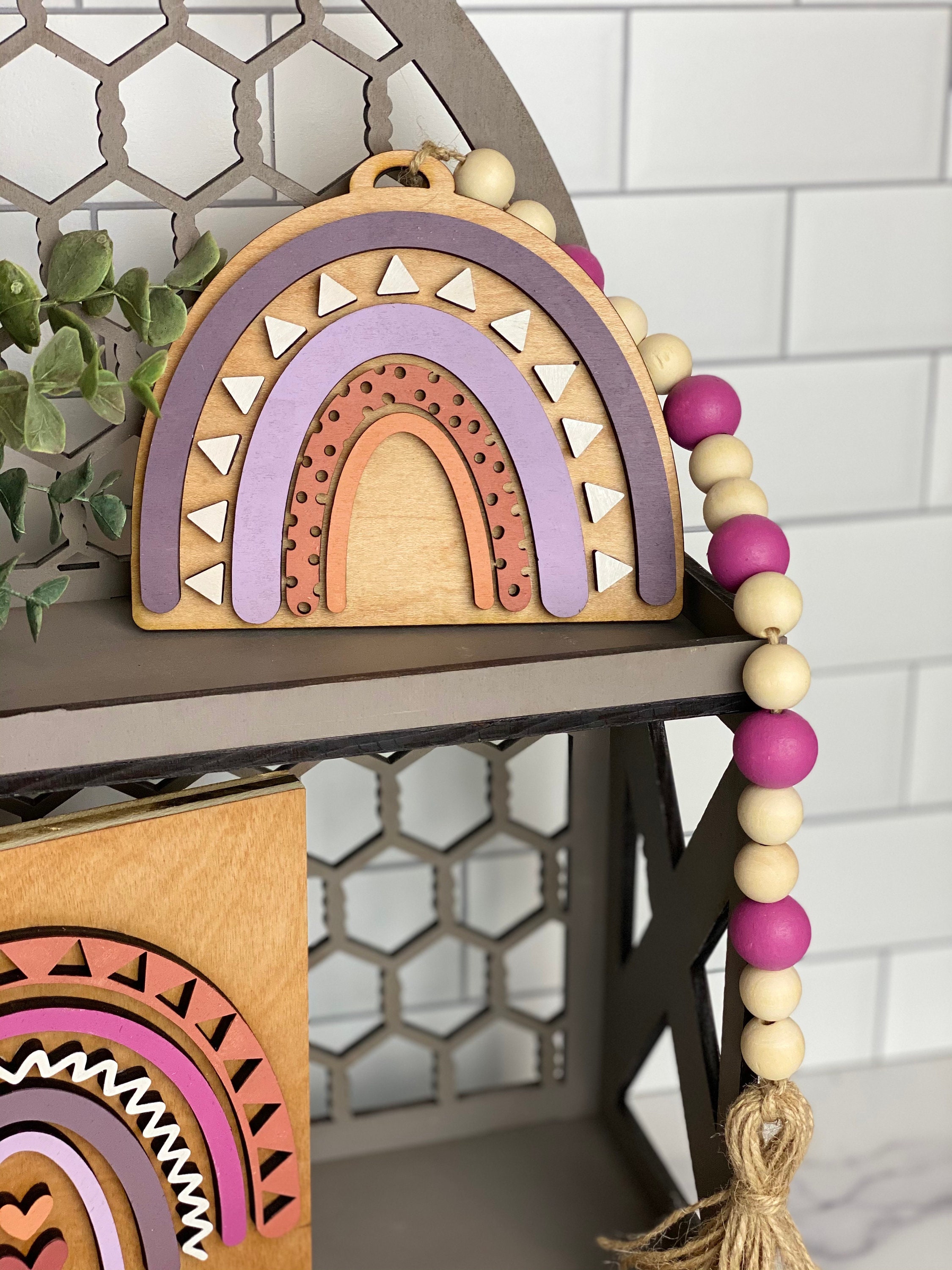 Boho Rainbow Tag With Beads Rainbow Beaded Garland Boho - Etsy UK