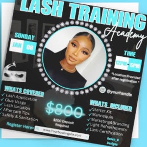 Lash Training Lash Course Lash Class Flyer MUA Lash Extensions Bookings ...