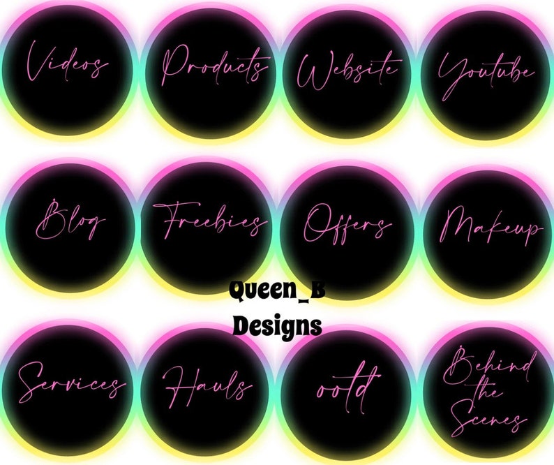 Neon Instagram Highlight Covers DIY Highlights Instagram | Etsy