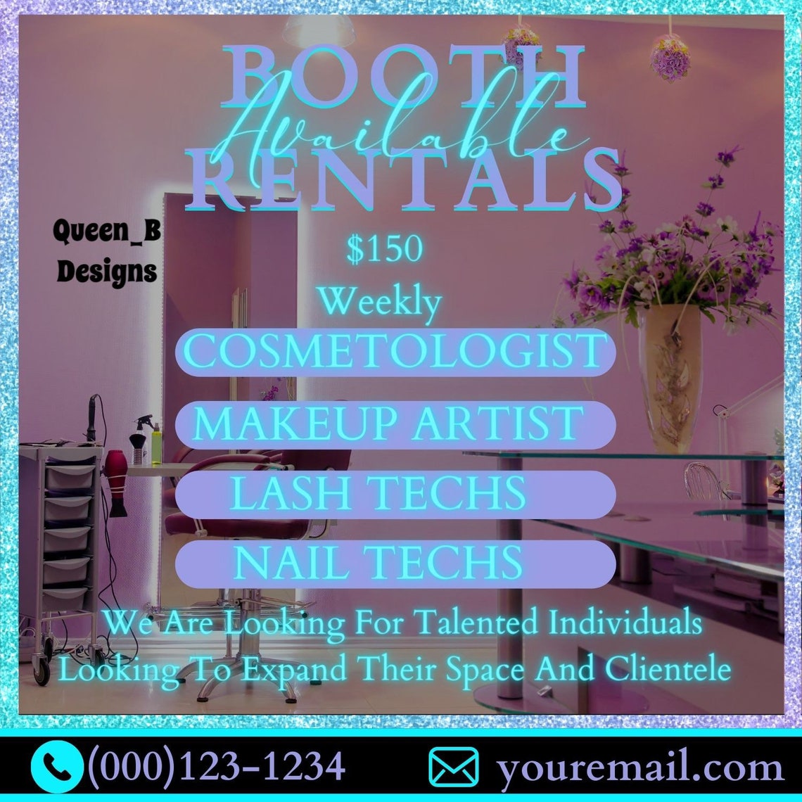 Booth Rental Flyer | Booth for Rent | Salon Flyer | Social Media ...