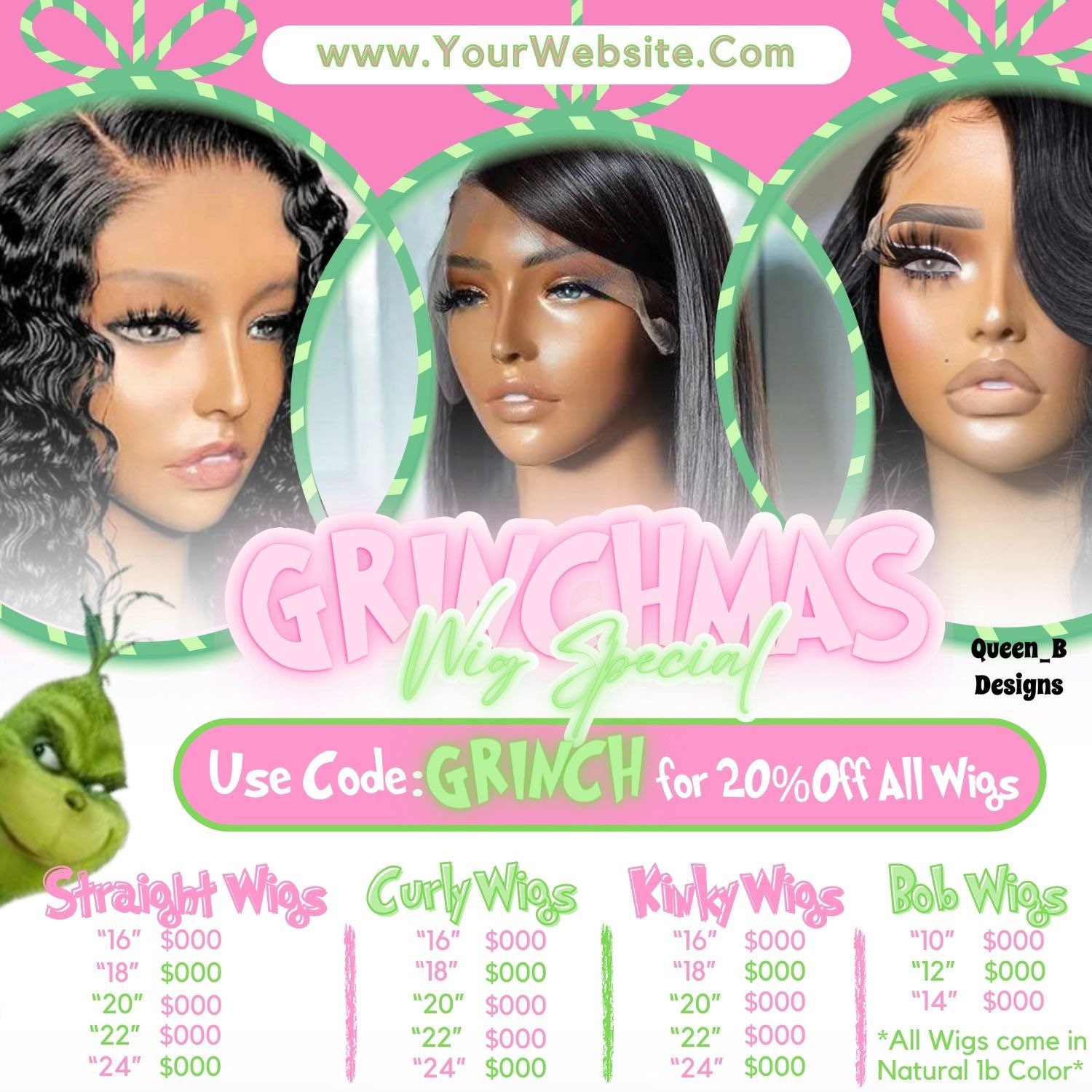 Wig Sale Flyer Grinchmas Flyer DIY Wig Price List - Etsy