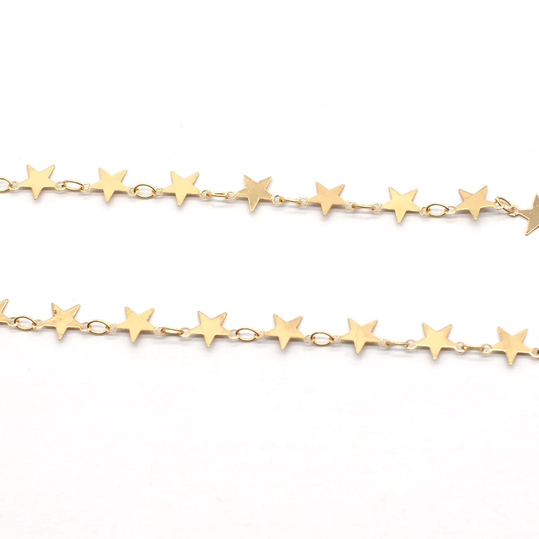 2 Feet 14K Gold Plated Brass Stars Chain Star Link Chain - Etsy
