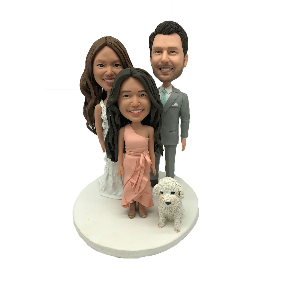 Custom Family Bobbleheads With Dog, Personalized Anniversary Gift, - Etsy