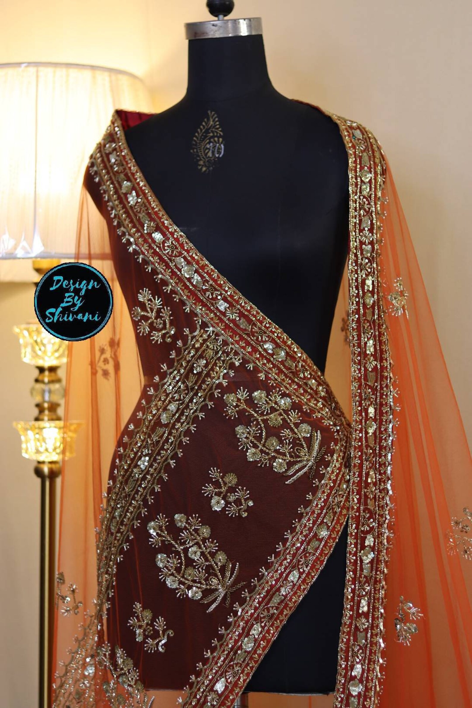 Orange Dupatta/dupatta/wedding Dupatta/shawls/net Dupatta/bulk Dupatta ...