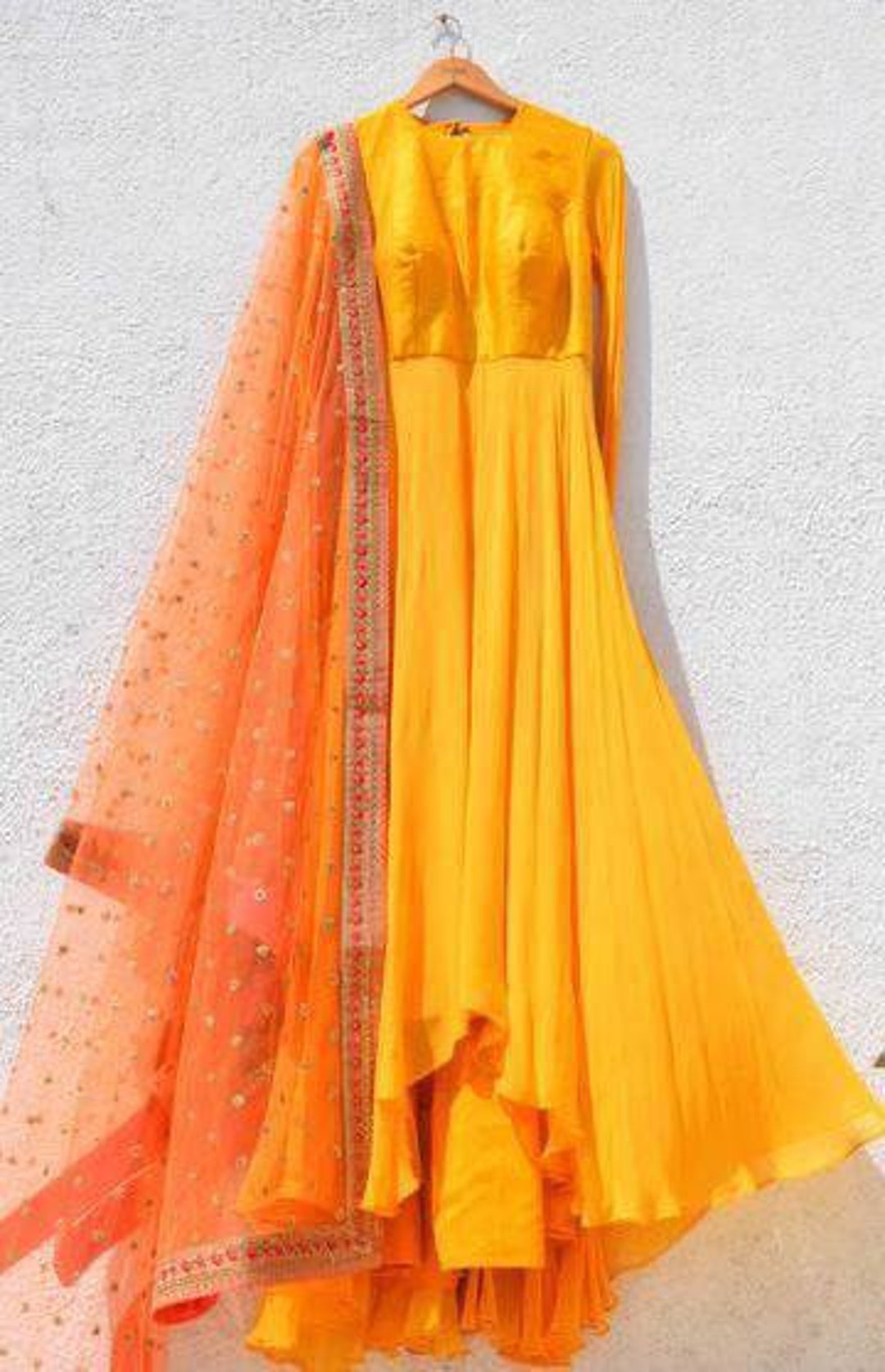 Yellow Haldi Outfit/ Yellow Anarkali/yellow Bridesmaid Lehenga/yellow ...