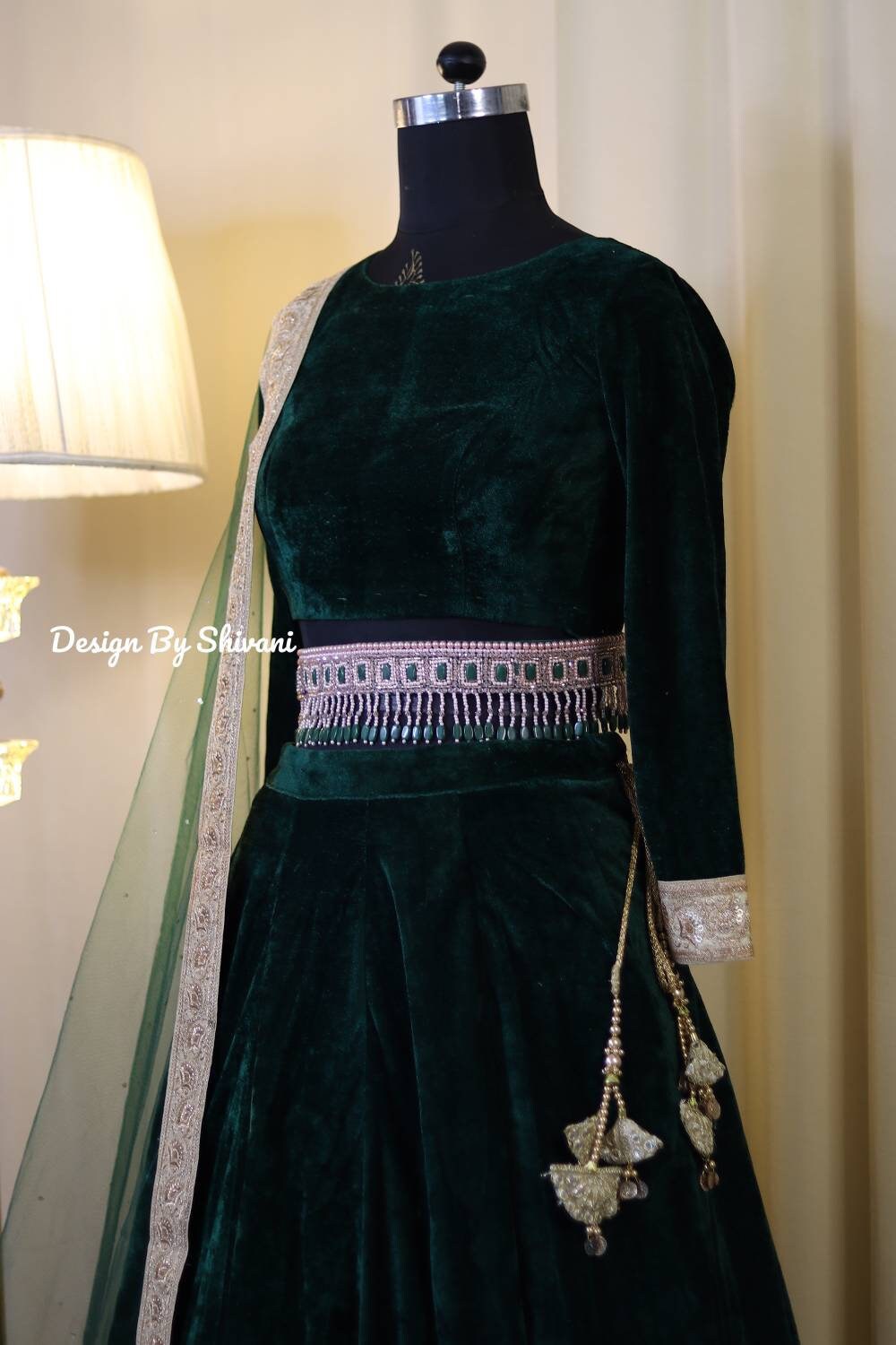 Bottle Green Velvet Wedding Reception Lehenga Choli Ghagra - Etsy