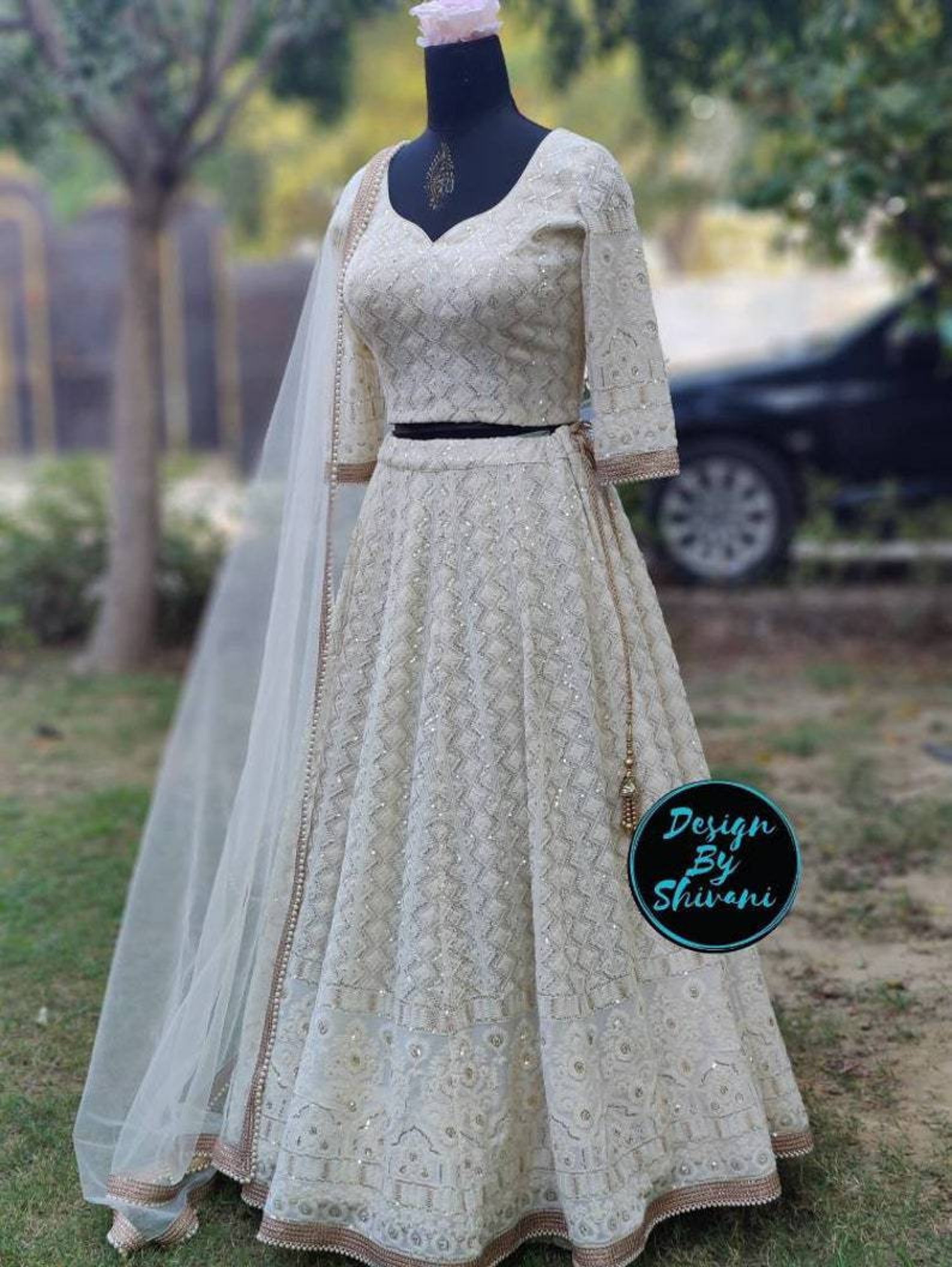 Ivory Embroidered Wedding Lehenga, Bridal Lengha Choli, Indian Bride ...