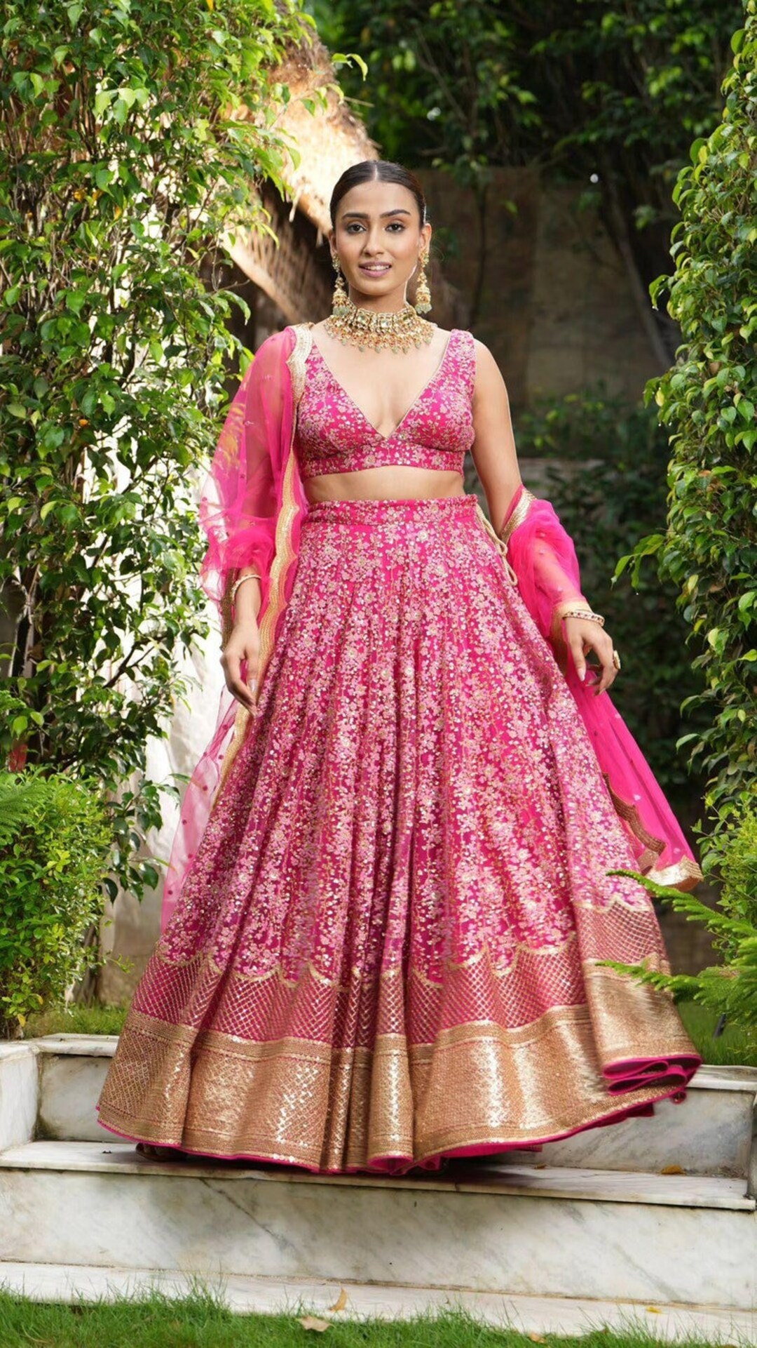 Embroidered Hot Pink Lehenga Choli Dupatta Party Wear Wedding Wear ...