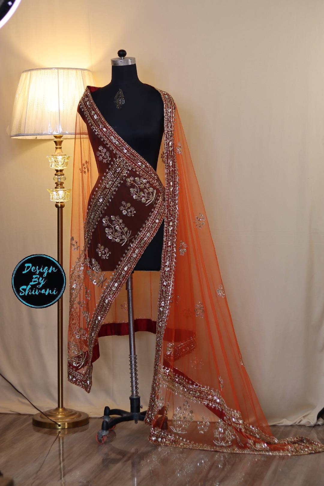 Orange Dupatta/dupatta/wedding Dupatta/shawls/net Dupatta/bulk Dupatta ...