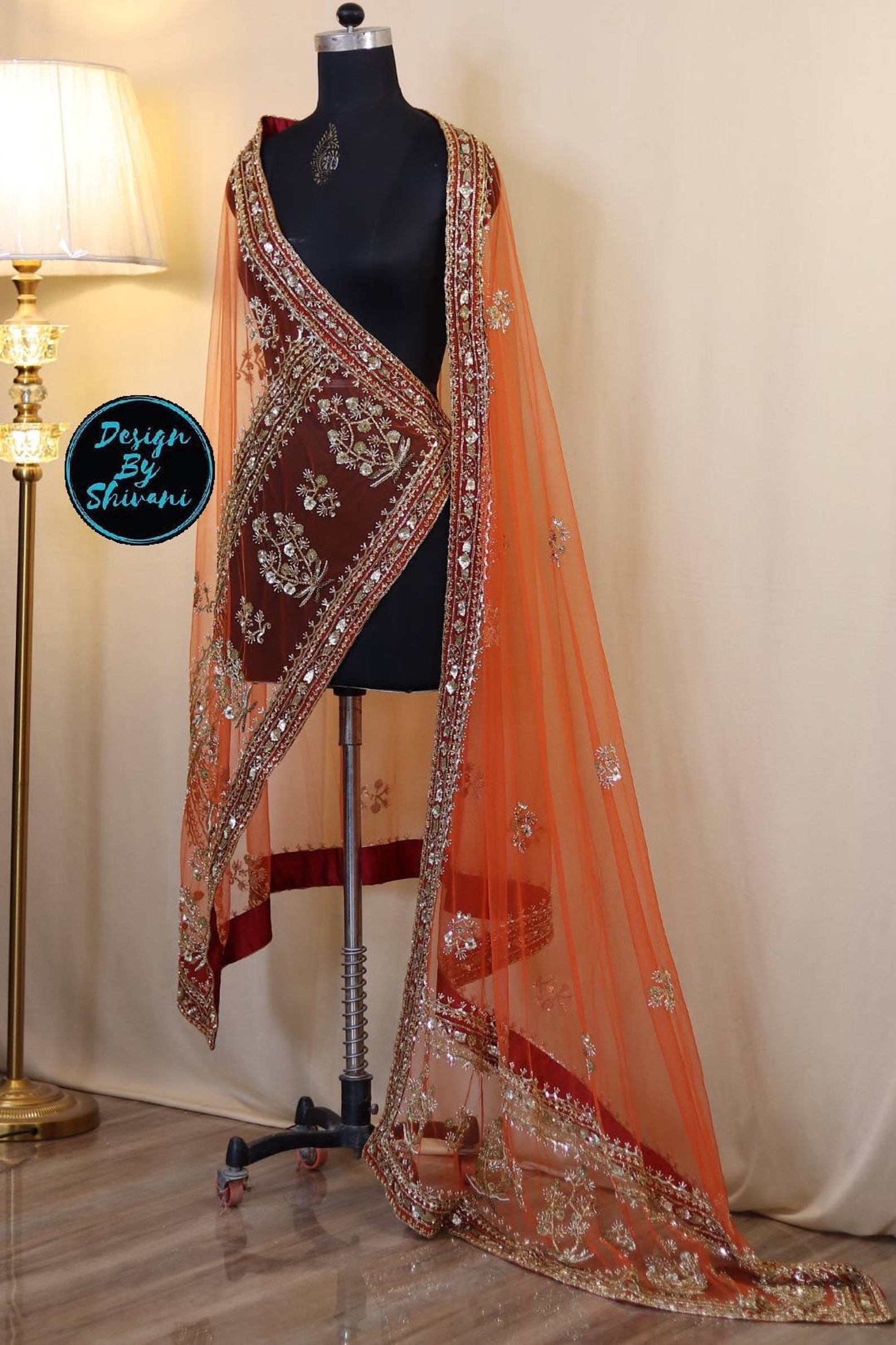 Orange Dupatta/dupatta/wedding Dupatta/shawls/net Dupatta/bulk Dupatta ...