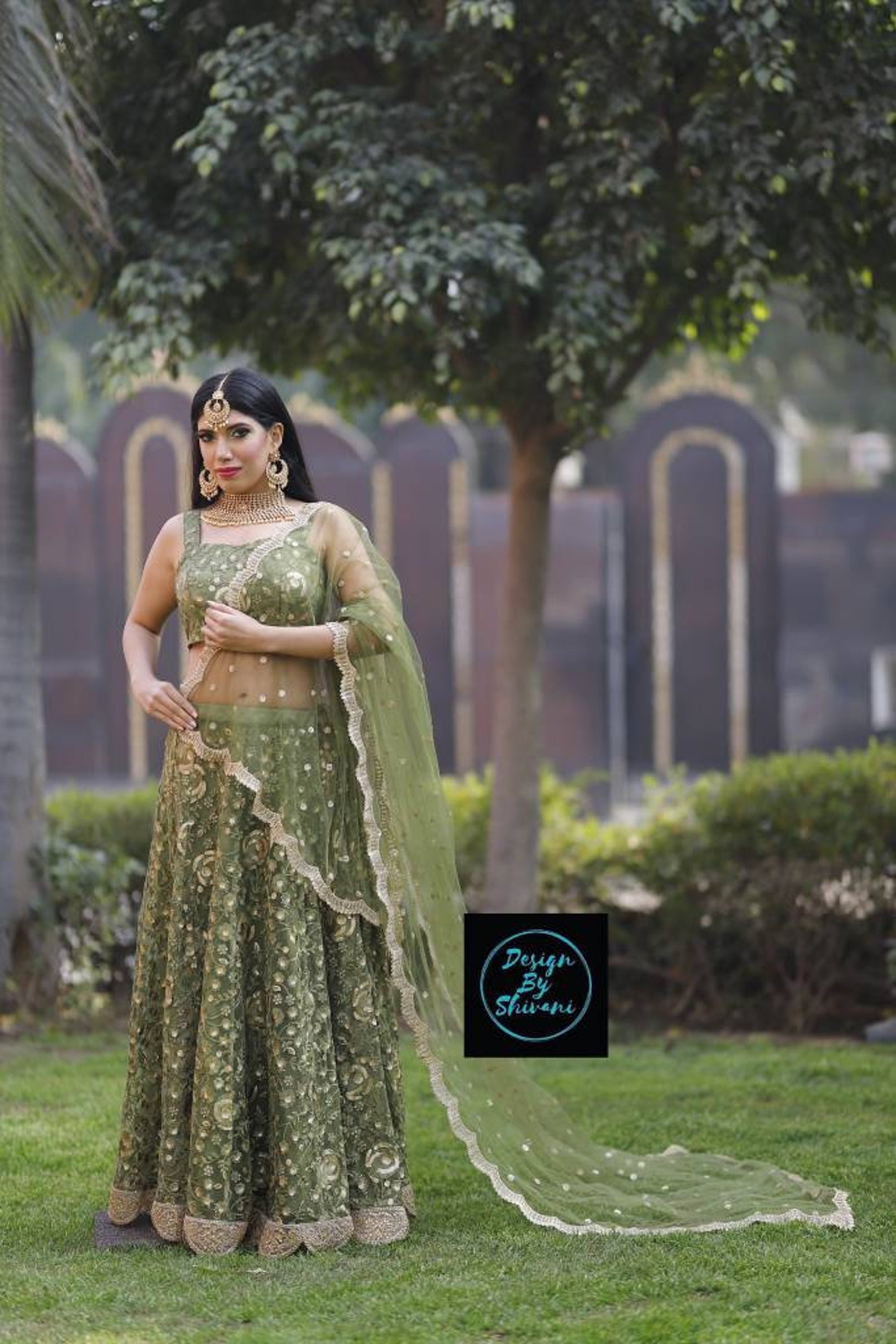 Mehendi green lehenga engagement Lehenga ceremony lehenga | Etsy