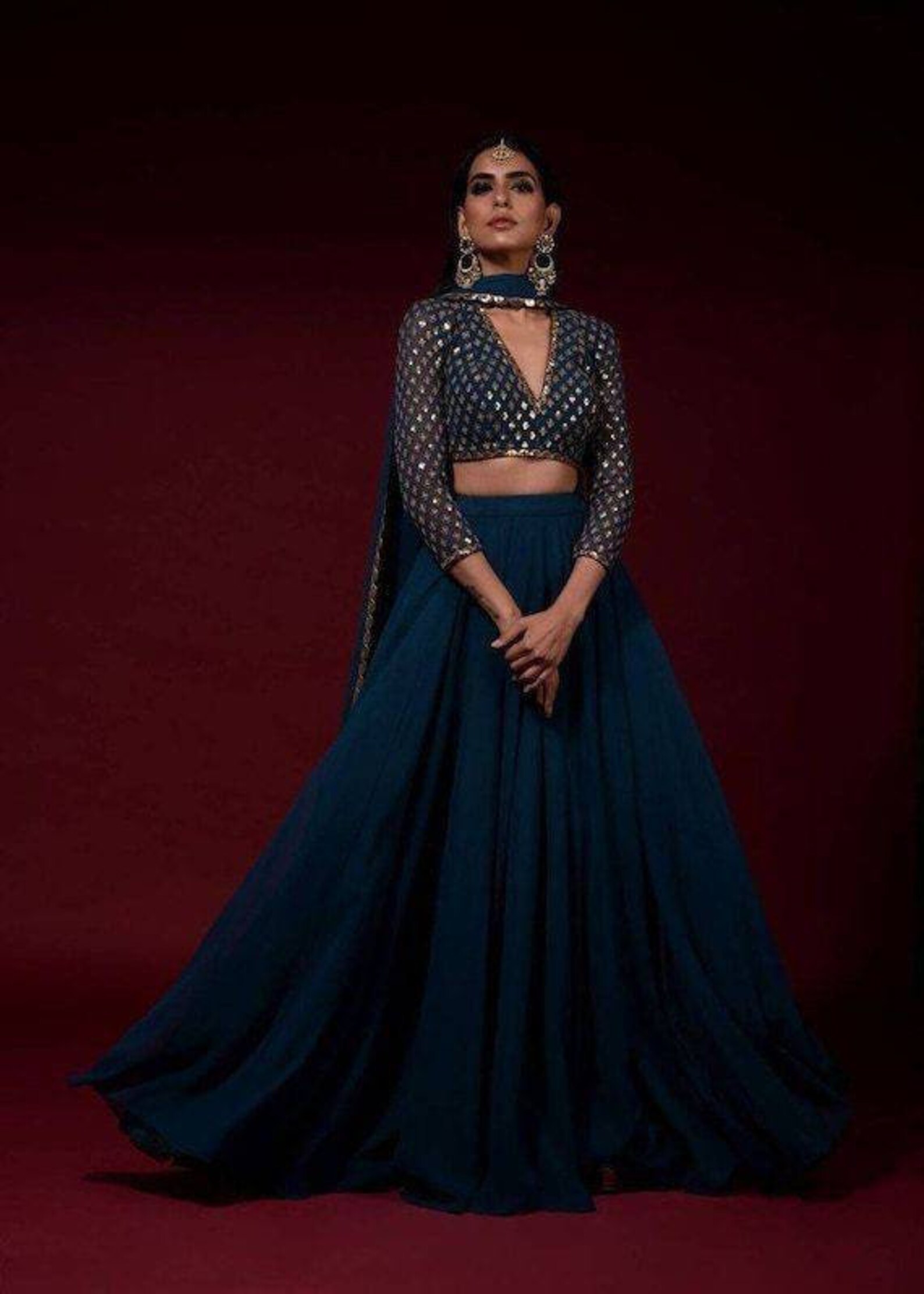Buy Designer Lehenga Skirt Blouse and Mirror Embroidered Dupatta Online ...