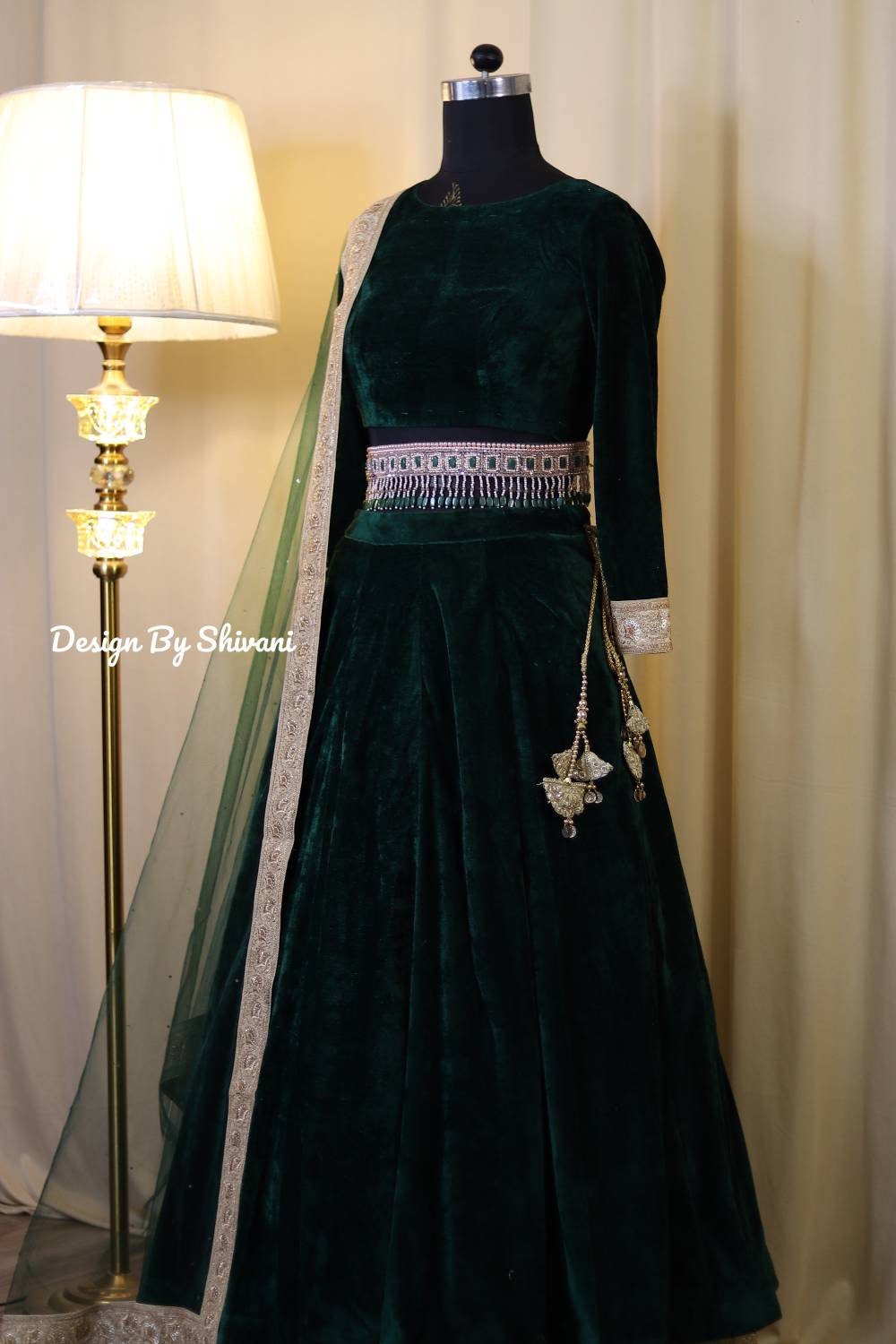 Bottle Green Velvet Wedding Reception Lehenga Choli Ghagra - Etsy