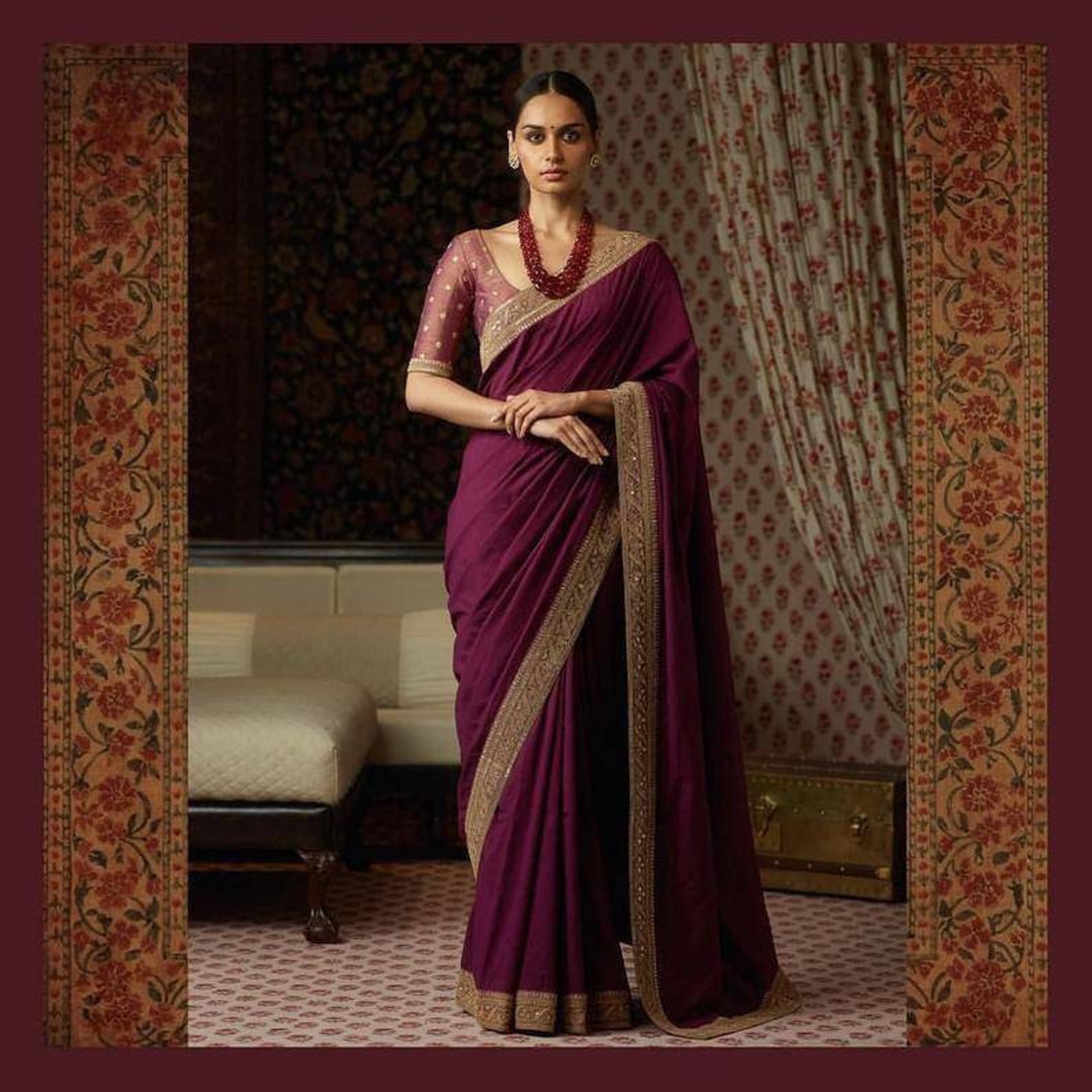 Sabyasachi Inspired Purple Colour Saree/ Bottle Green - Etsy