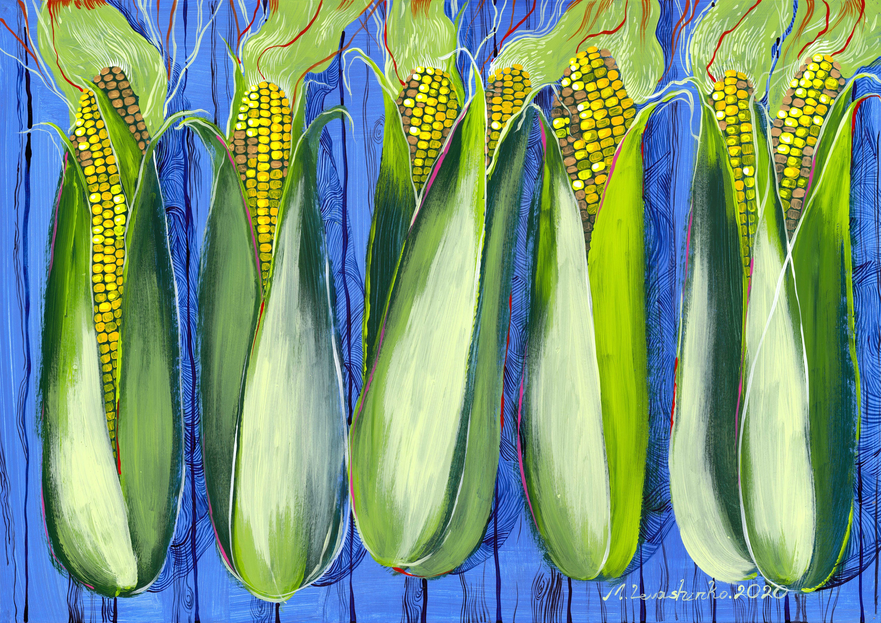 Corn painting Farmhouse Print Vintage Rustic Kitchen Painting Country ...