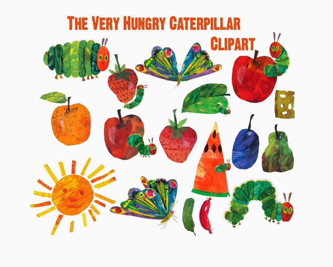 The Very Hungry Caterpillar Clipart PNG Transparent Digital Download - Etsy
