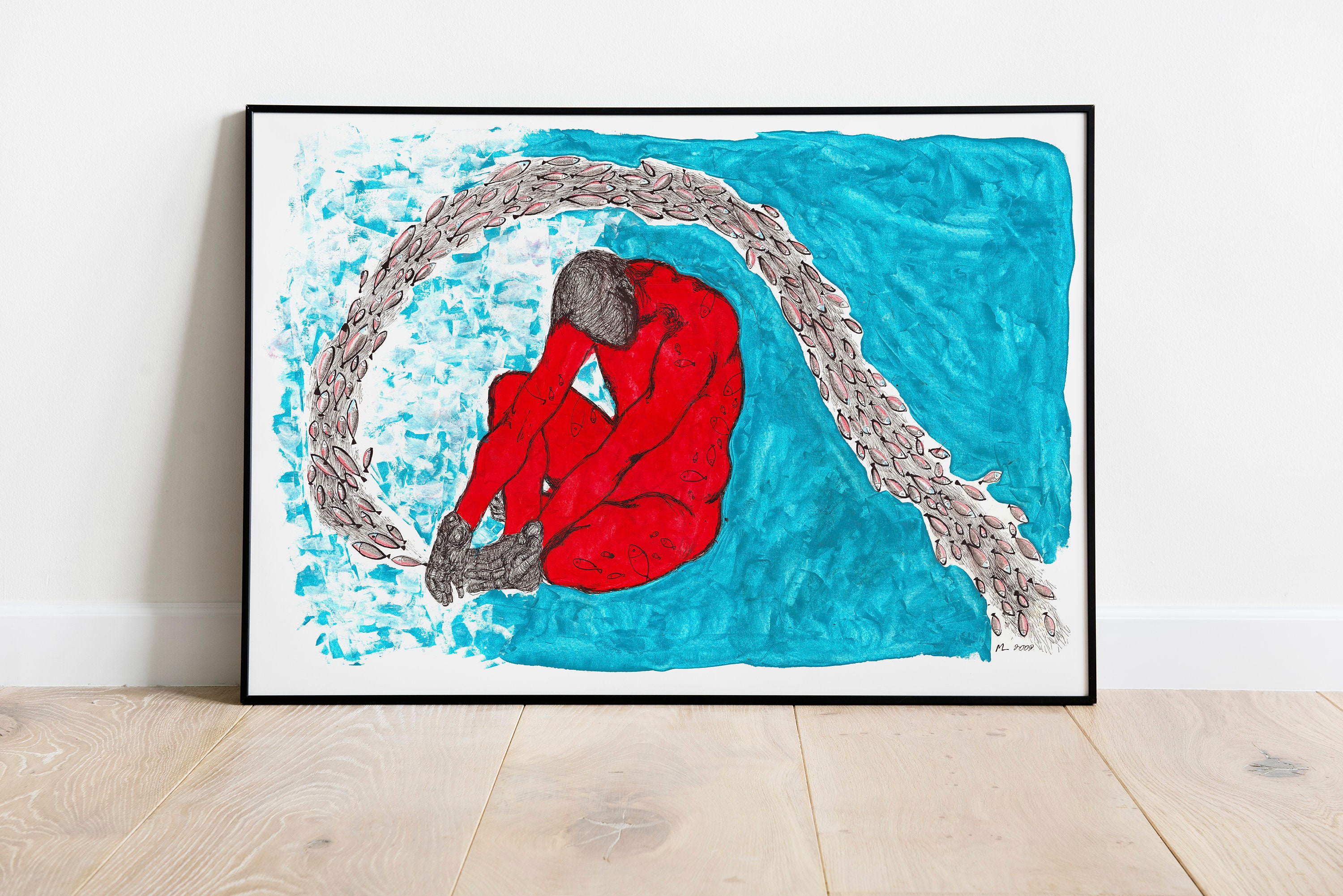 Fish and Water Surrealism Print, Original Surrealist Fish Painting ...