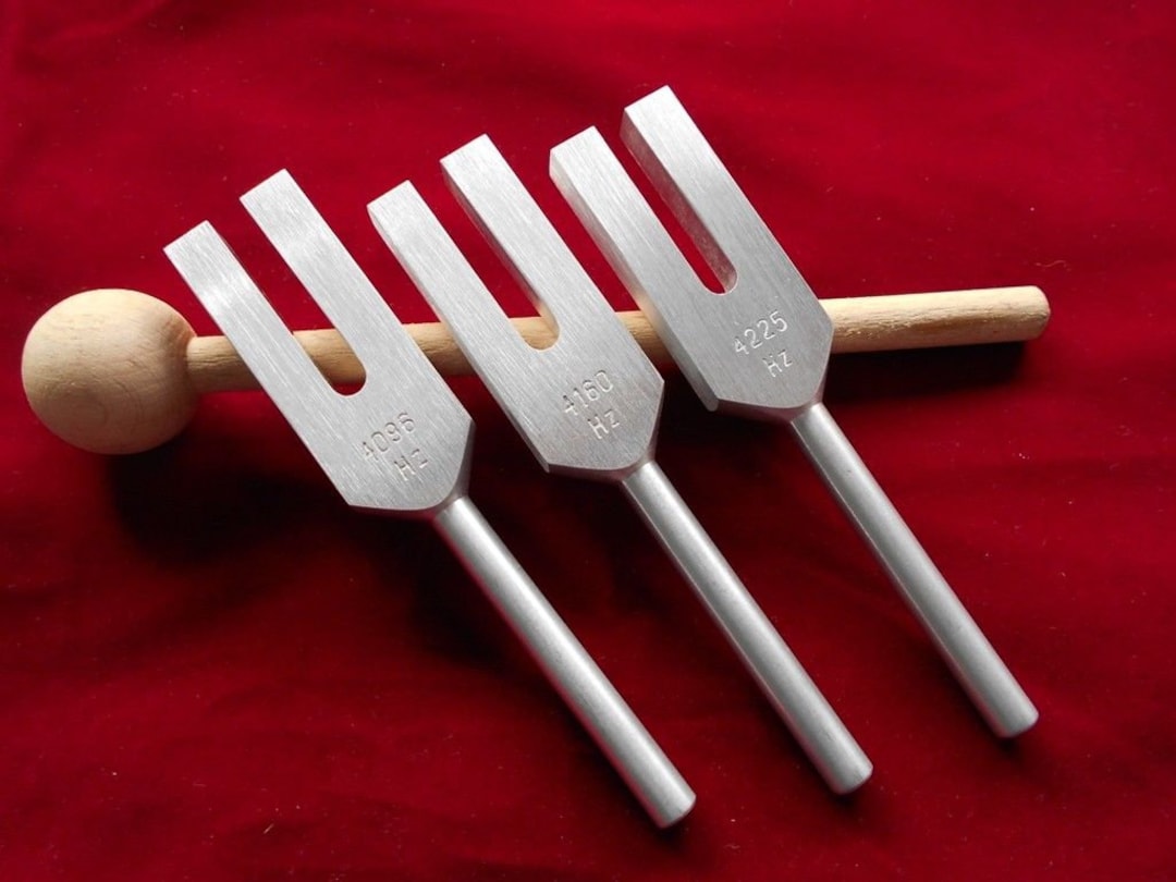 Angel Tuner Tuning Fork Set of 3, 4096hz, 4160hz, 4225hz Mallet ...