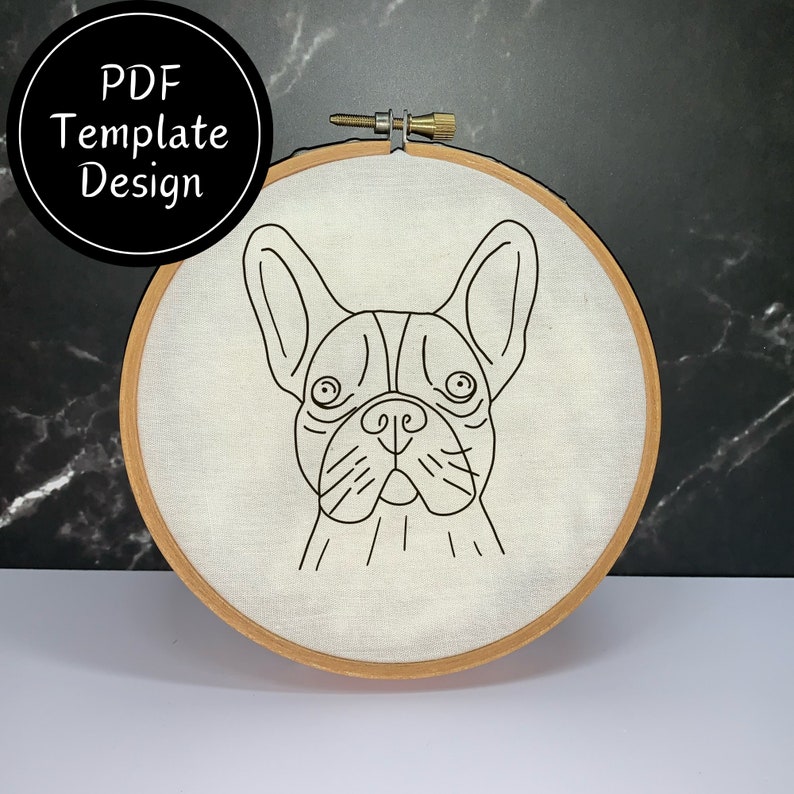 Frenchie Hand Embroidery Pattern - DIY Design - Etsy